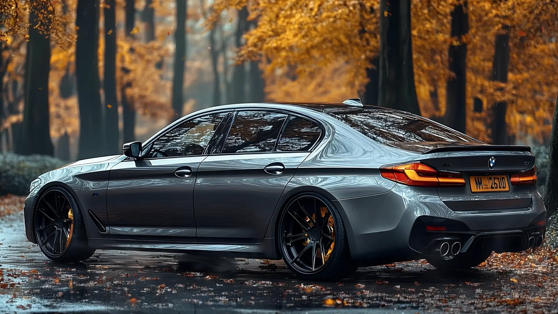 BMW M5 Autumn Drive – Forest Road Live Wallpaper